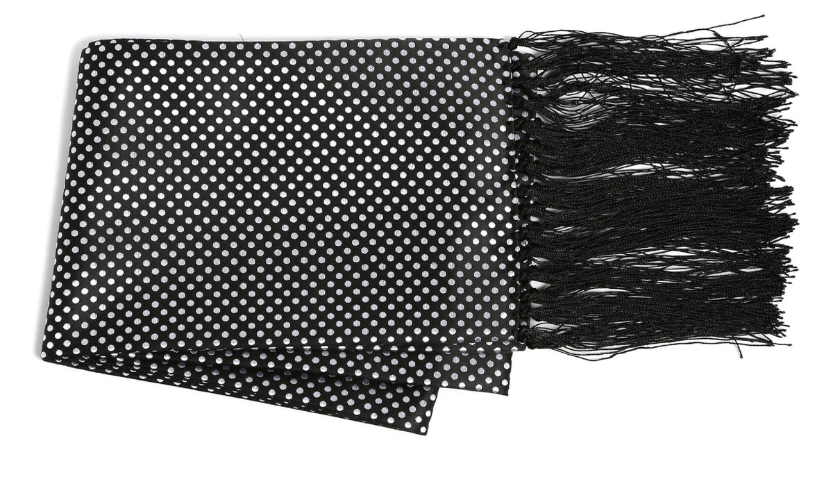 Premium Men's Polka Dot Formal Evening Scarf - Black & Silver
